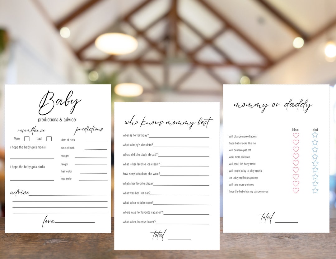 Baby Shower Game Cards - Etsy