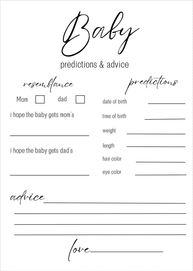 Baby Shower Game Cards - Etsy