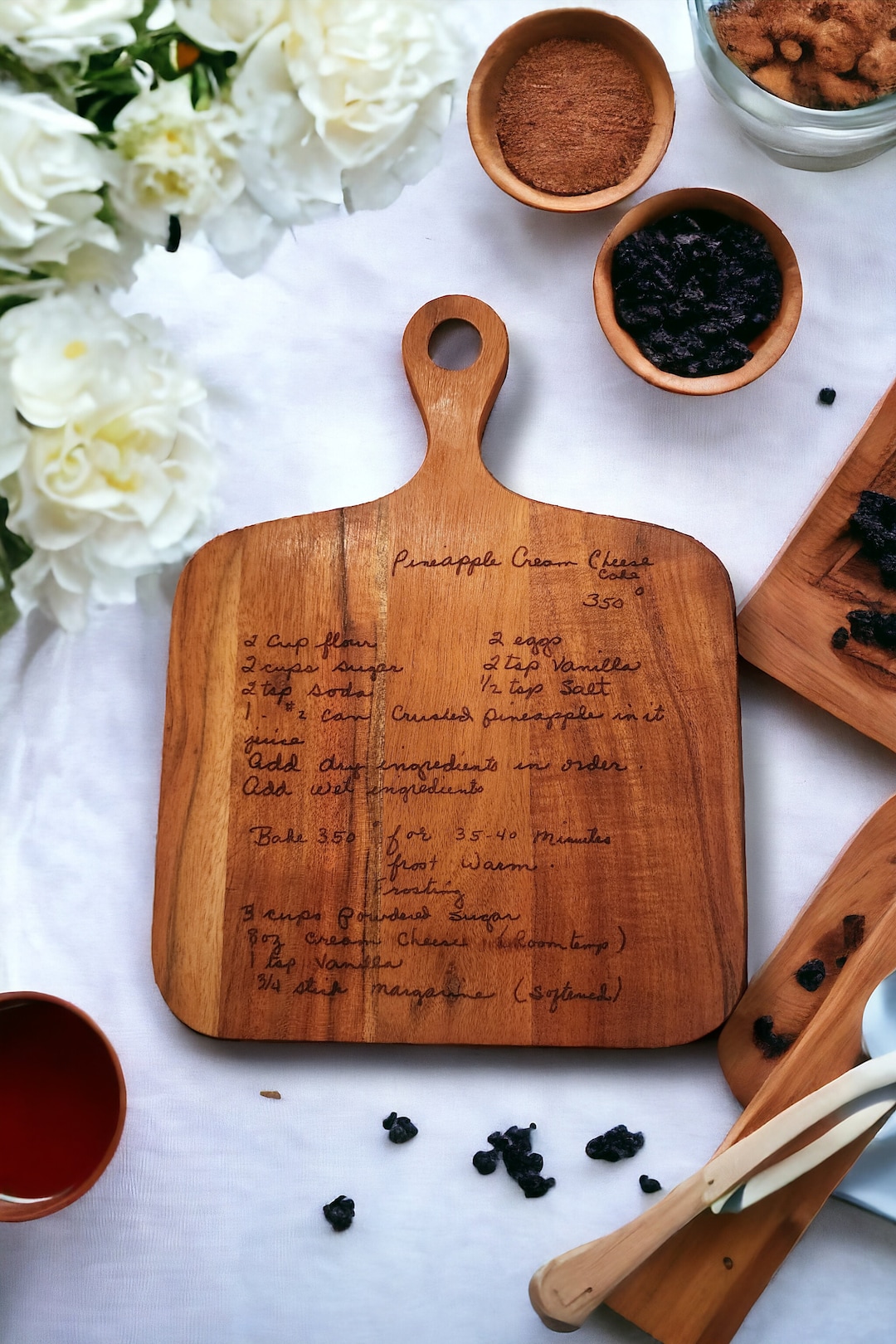 Engraved Recipe Board Replicated Hand Writting - Etsy