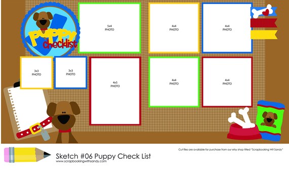 Scrapbook Sketch Puppy Checklist and Cut File - Etsy