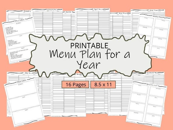 Menu Planning for a Year Printable - Etsy