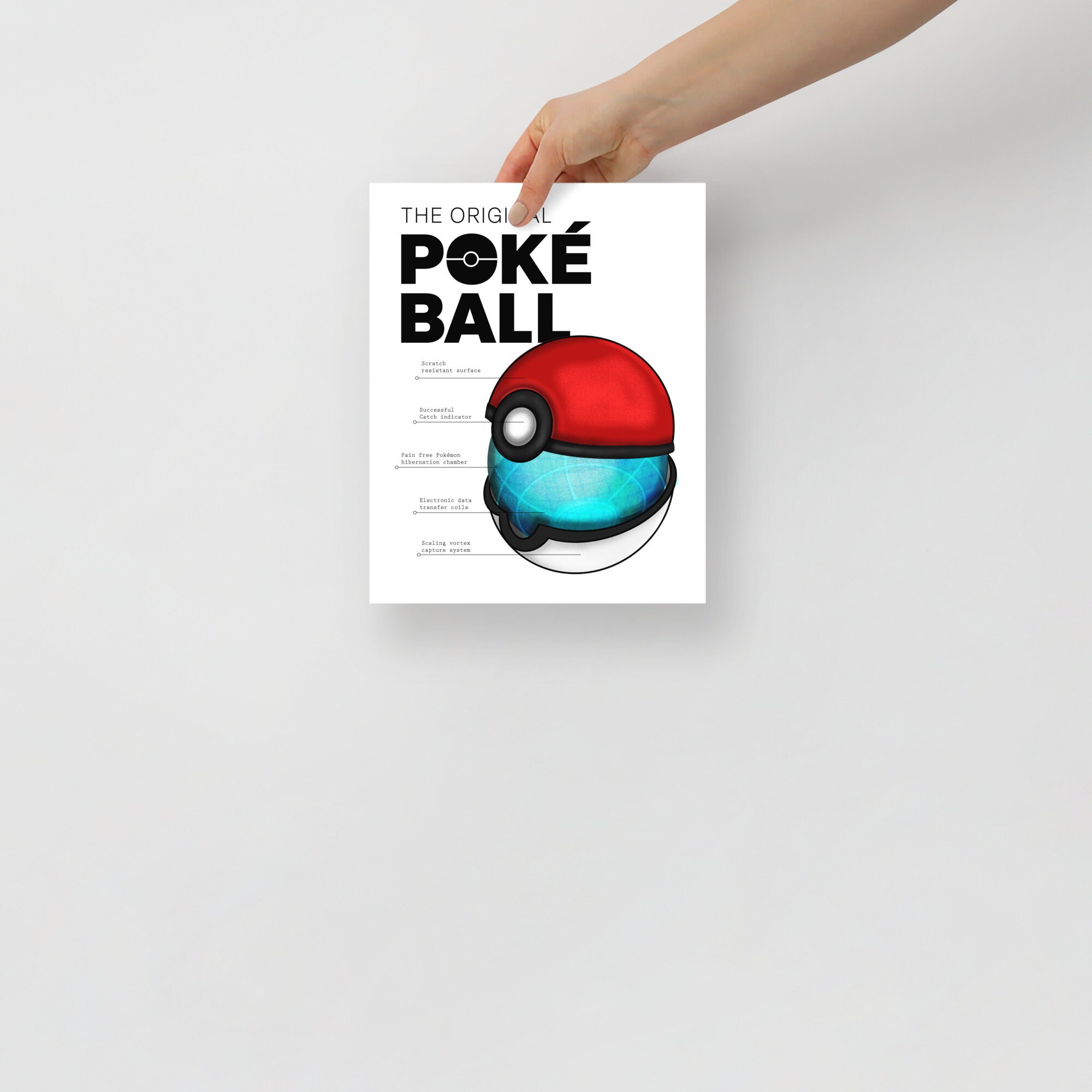 Original Ball Poster, Pocket Monsters, Poke Print, White Print, Gamer ...