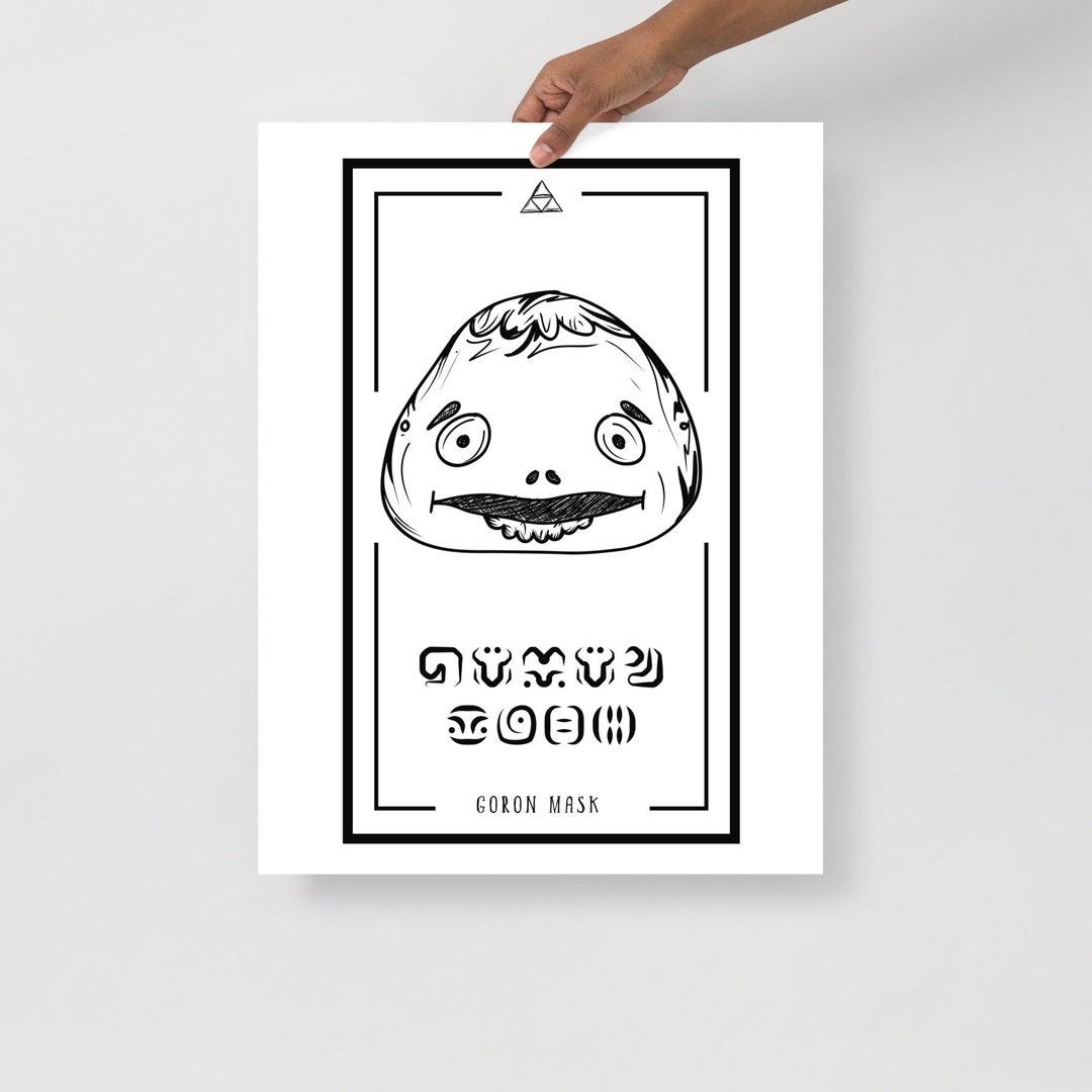 Goron Mask Zelda Fortune Teller Card White Poster, Black Print, Zelda ...