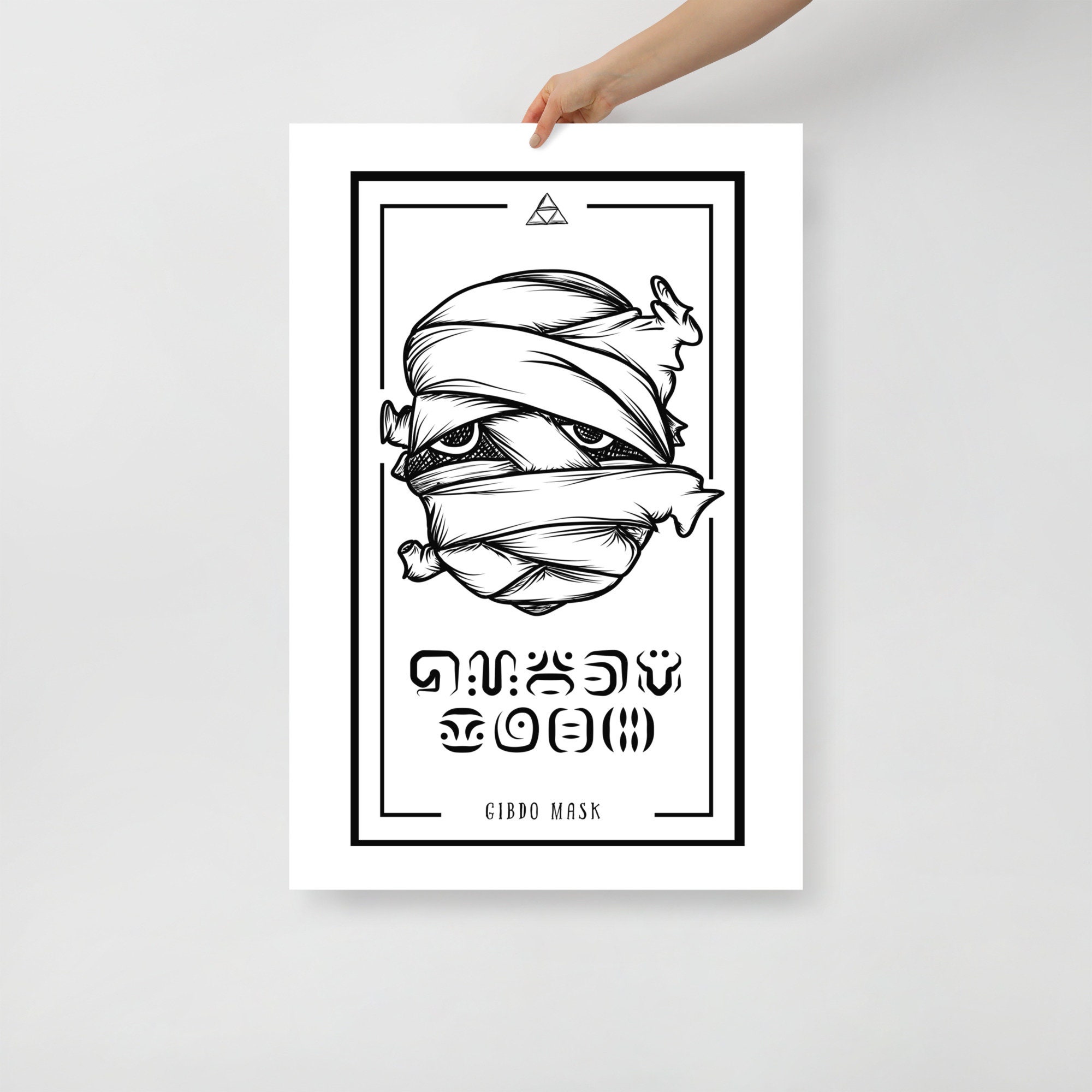 Gibdo Mask Zelda Fortune Teller Card White Poster, Black Print, Zelda ...