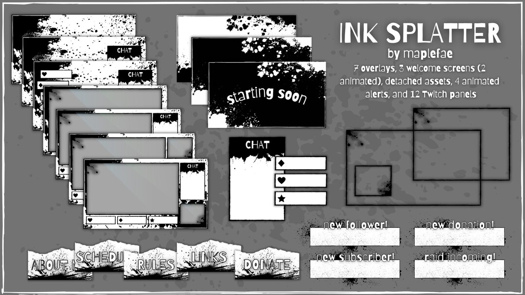 Ink Splatter - Stream Overlay Package - Etsy