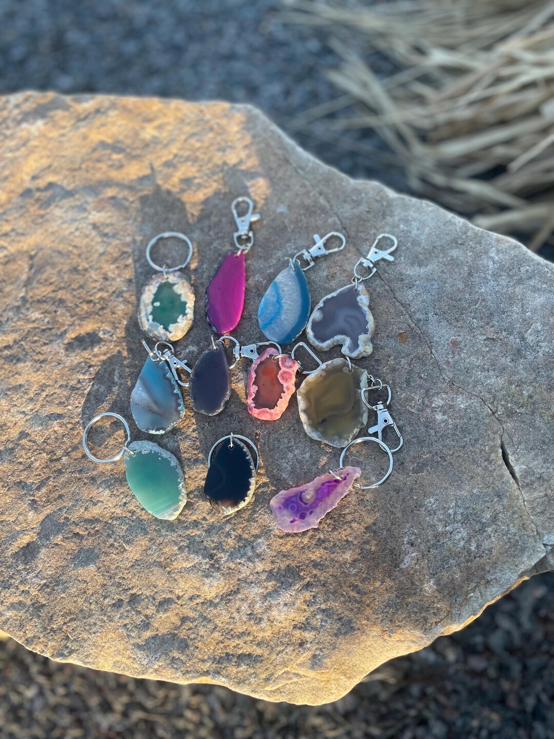 Crystal Agate Keychain - Etsy