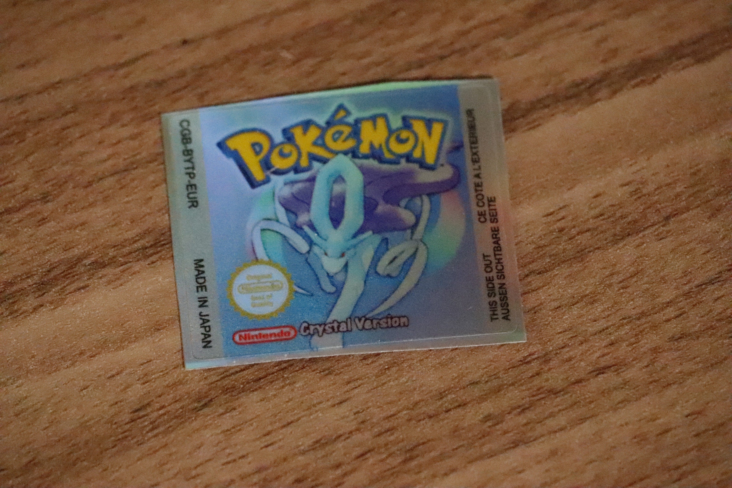 Pokémon Crystal Cartridge Sticker Rainbow Holographic for Gameboy and ...