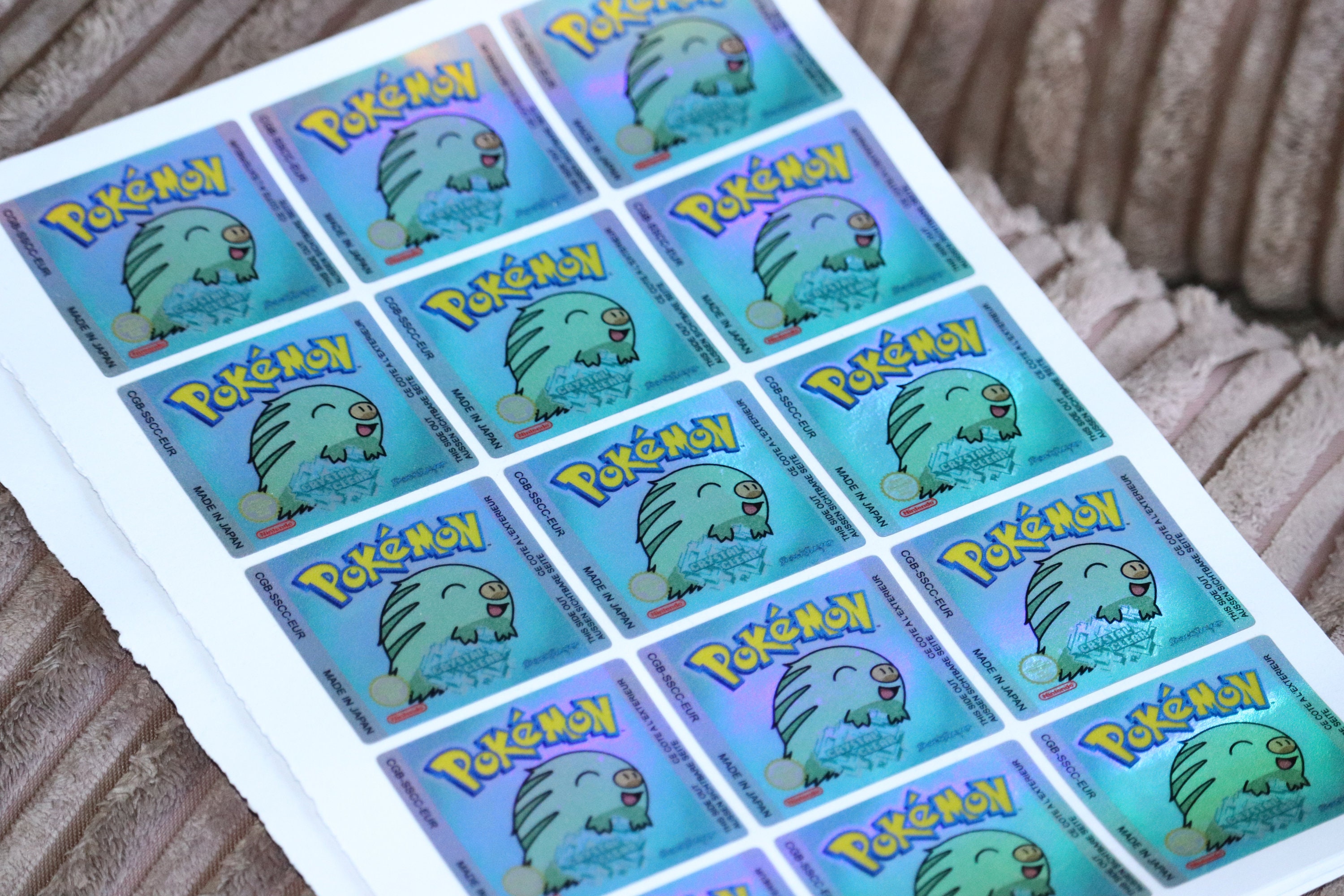 Pokémon Crystal Clear Cartridge Sticker Rainbow Holographic for Gameboy ...