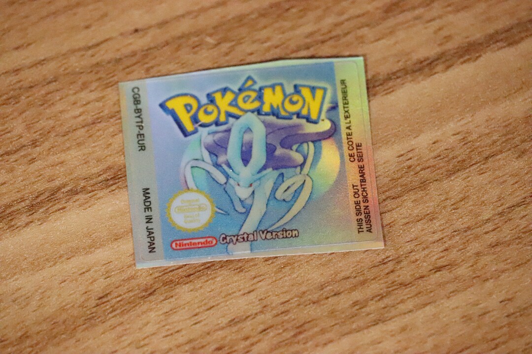Pokémon Crystal Cartridge Sticker Rainbow Holographic for Gameboy and ...