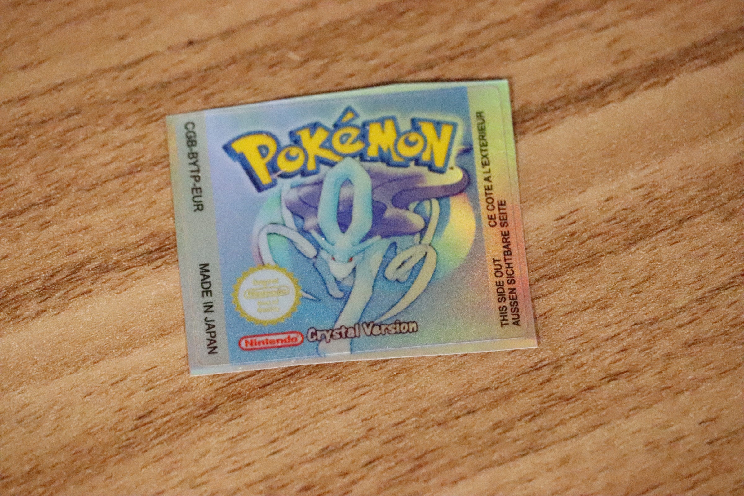 Pokémon Crystal Cartridge Sticker Rainbow Holographic for Gameboy and ...