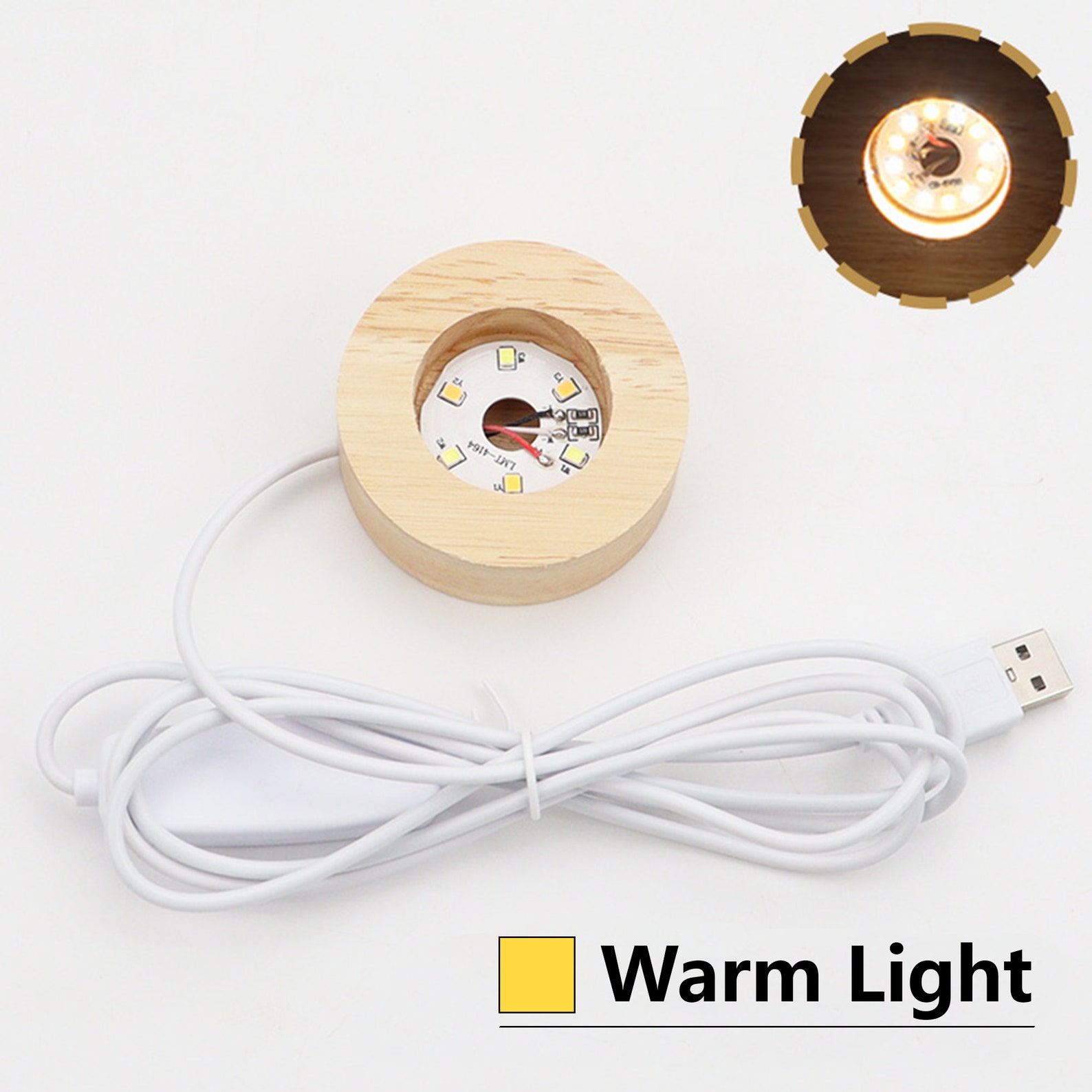 Disc Shape Wooden Led USB Light Base Perfect Light Component - Etsy