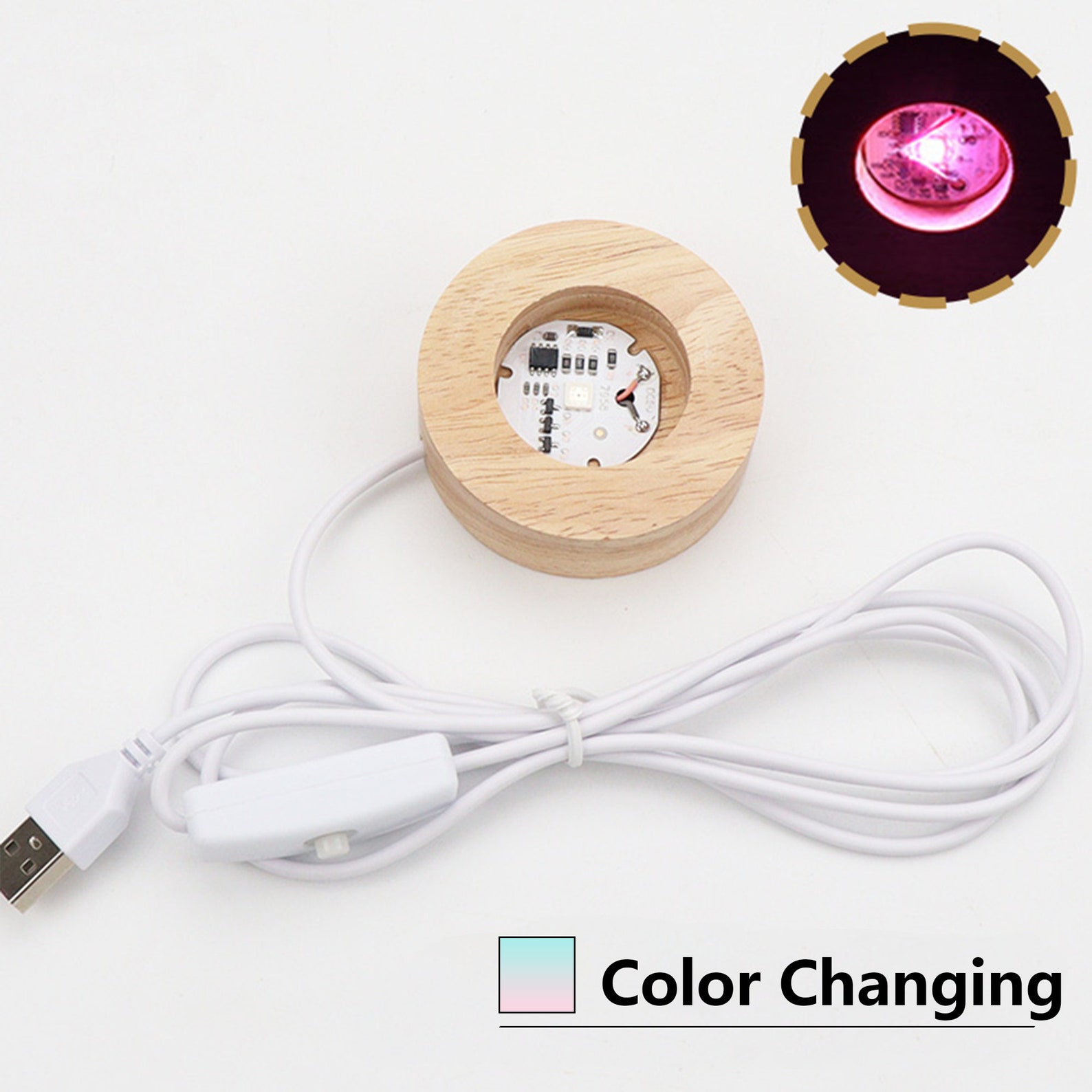 Disc Shape Wooden Led USB Light Base Perfect Light Component - Etsy