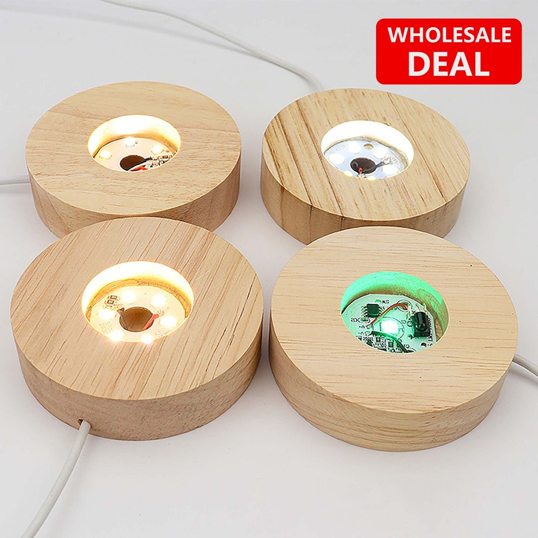 5/10 Pcs Wholesale 6cm 2.3 Disc Shape Wooden Led USB Light Base ...