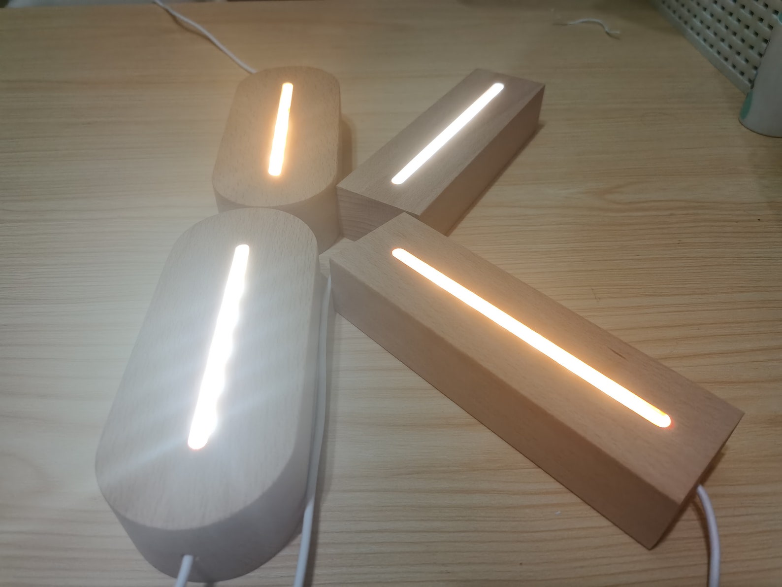 Cuboid Shape Beech Wood Led USB Light Base Perfect Light - Etsy