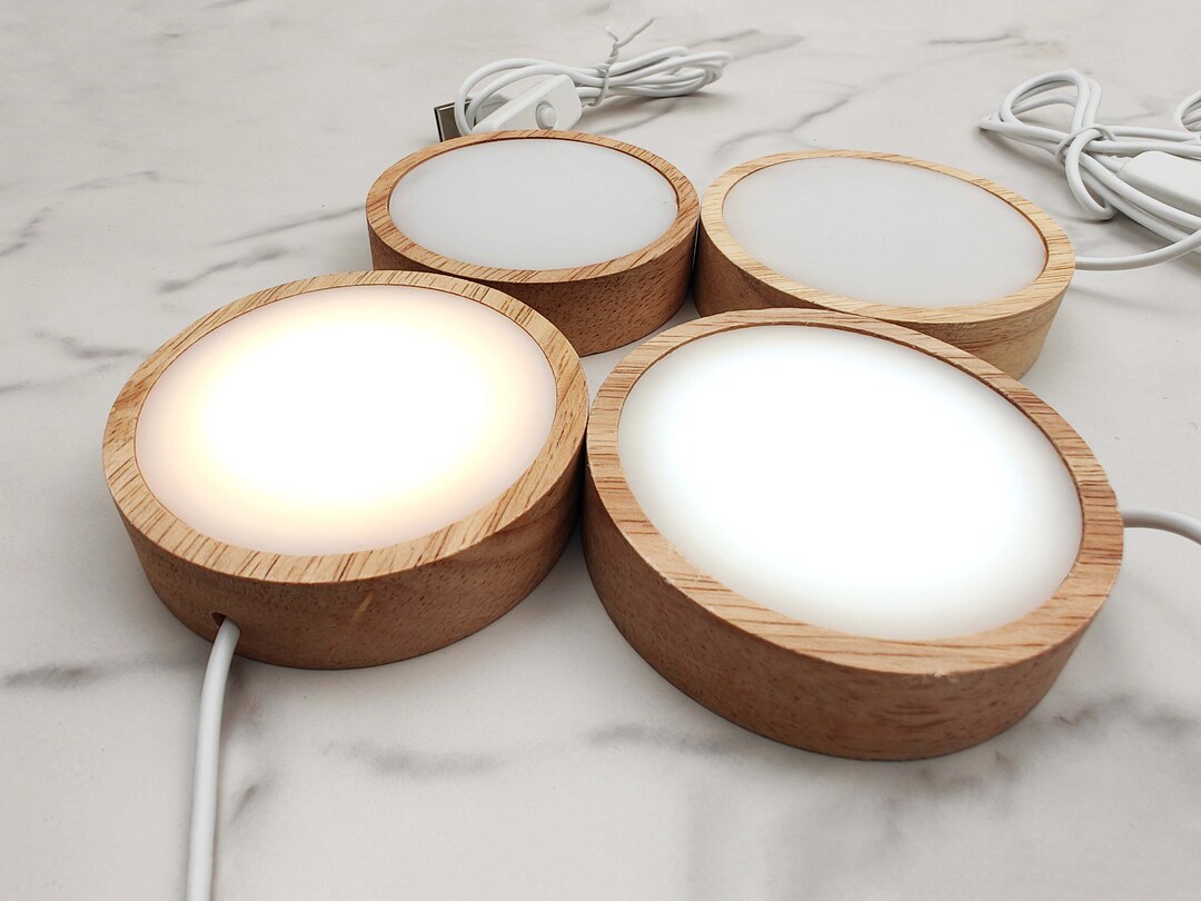 3 8 Cm Round Wooden Led USB Light Base, Cold/warm Light Component for ...