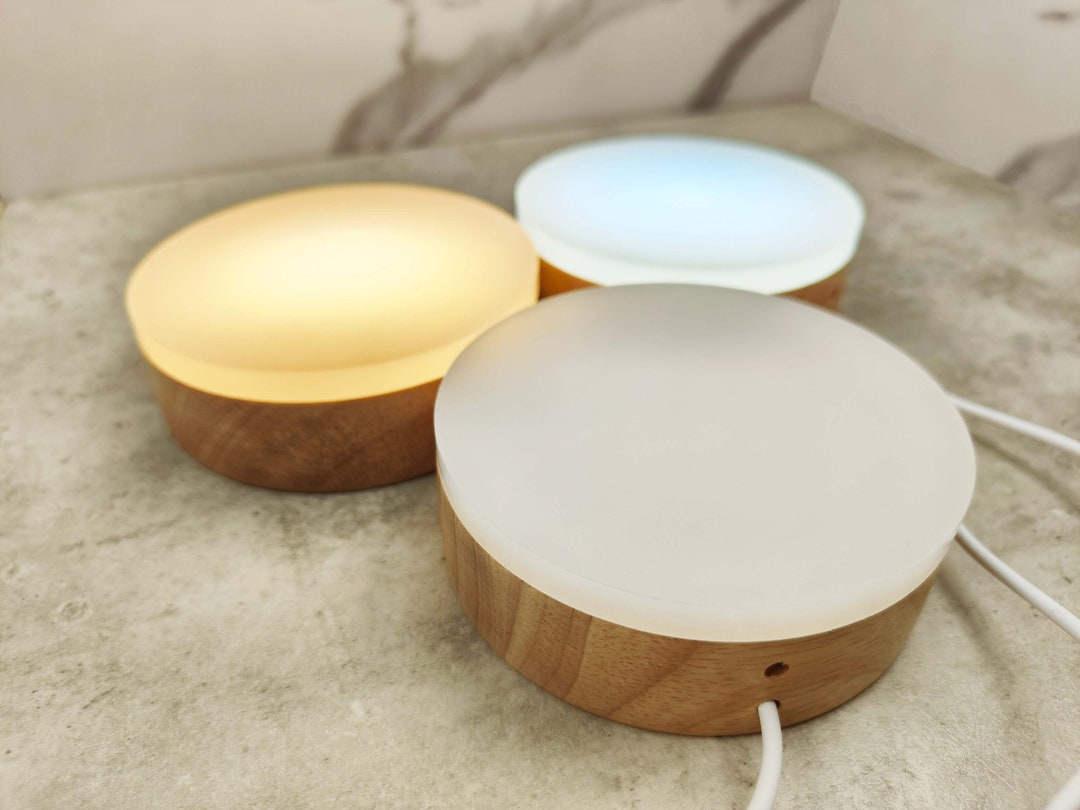 4 10cm Custom USB Wooden Lamp Base With Acrylic Panel for Warm and ...