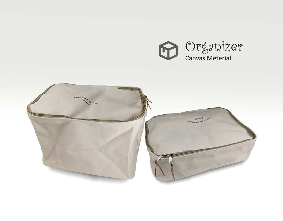 Multi-purposes Canvas Material Organizer, Ivory White Storage Container ...