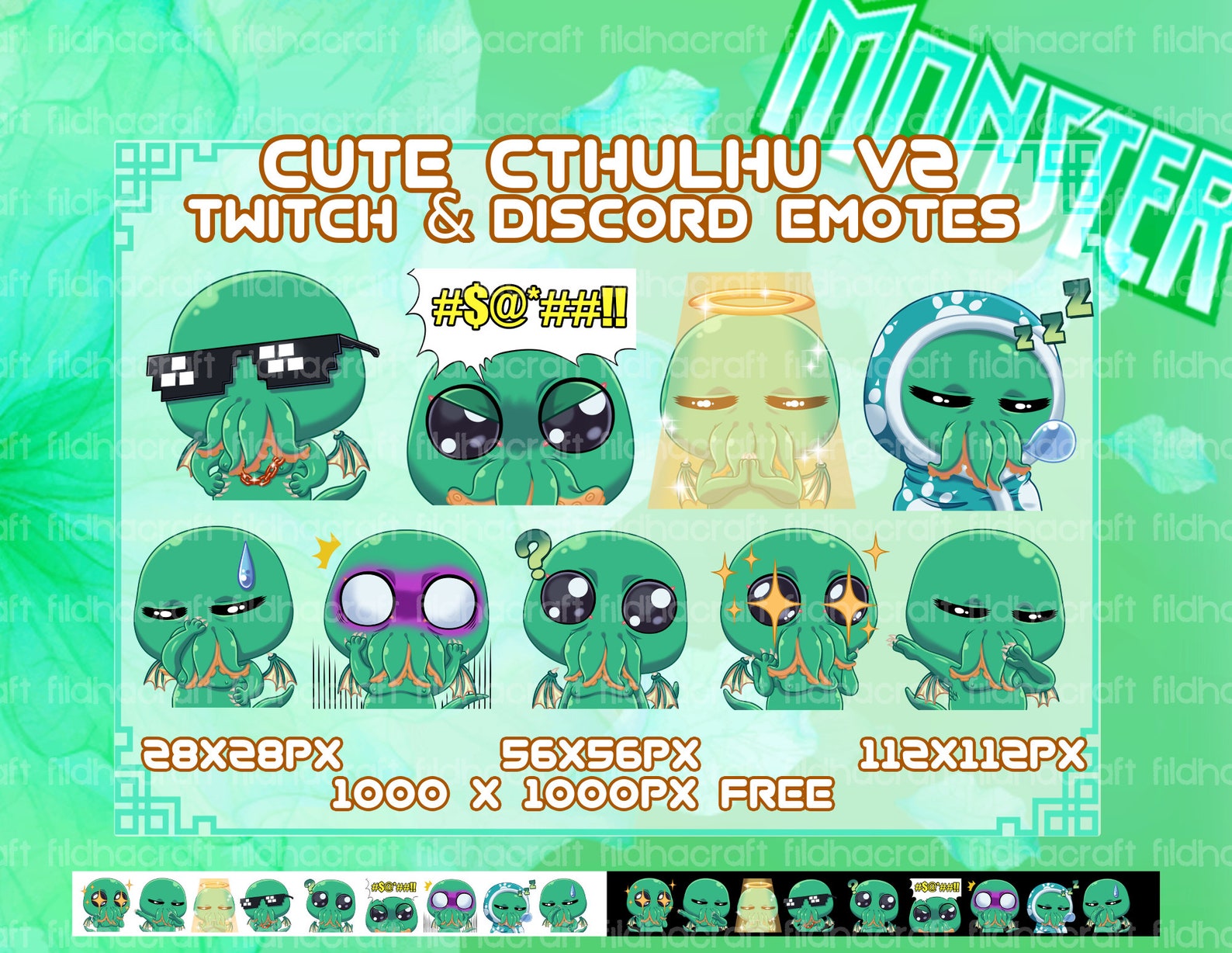 Cute Cthulhu Twitch Emotes Bundle, Cthulhu Emotes Pack, Cthulhu Discord ...