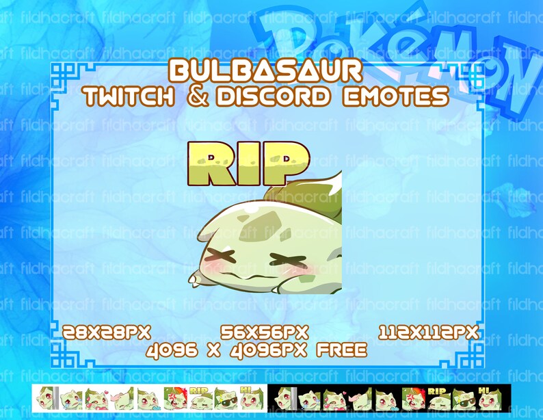 Bulbasaur Twitch Emotes Bundle, Bulbasaur Emotes Pack, Bulbasaur ...