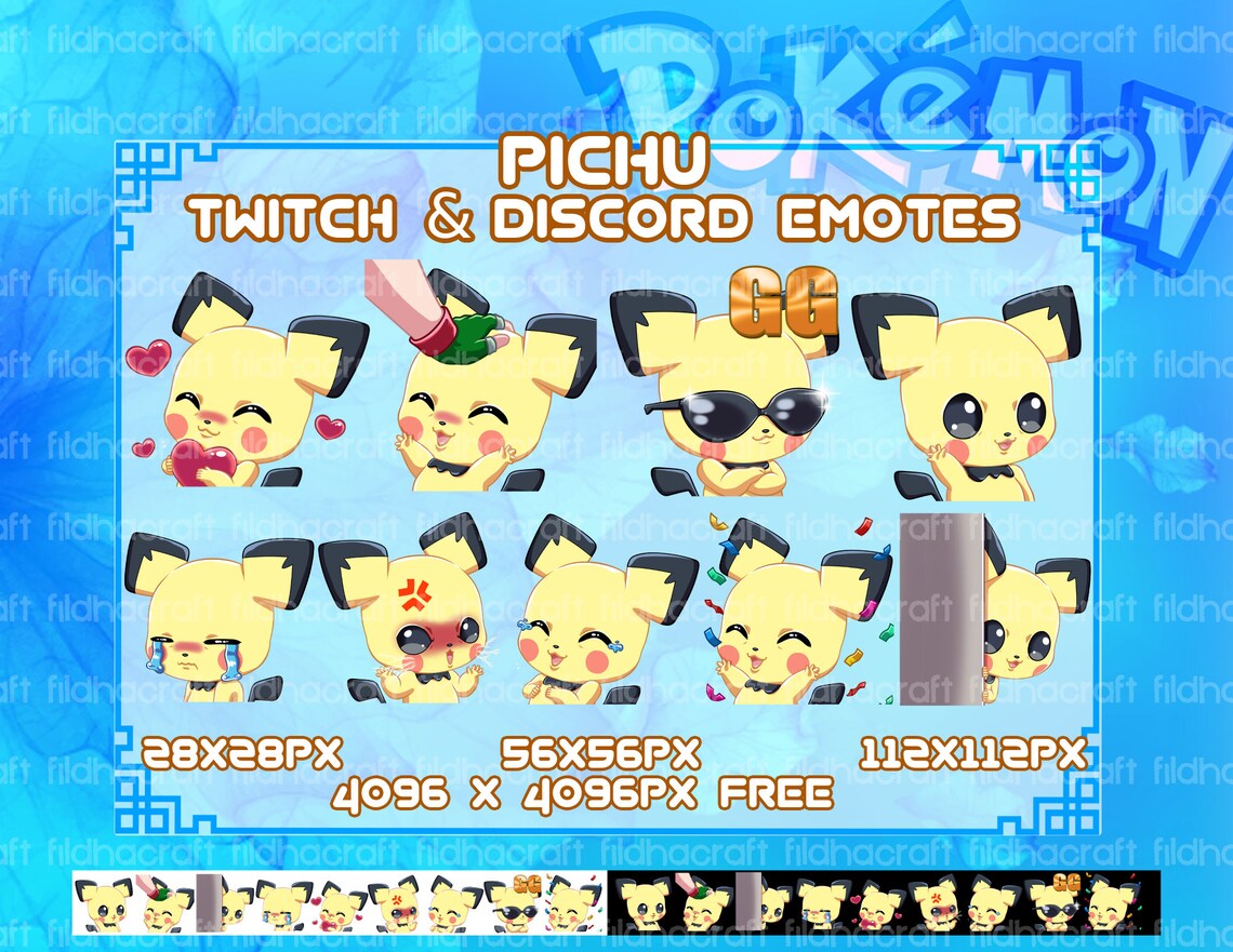 Pichu Twitch Emotes Bundle Pichu Emotes Pack Pichu Discord - Etsy