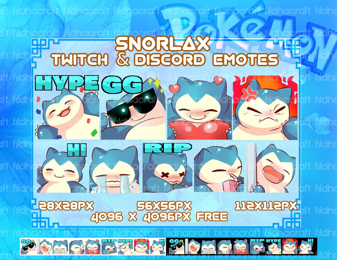Snorlax Twitch Emotes Bundle, Snorlax Emotes Pack, Snorlax Discord ...