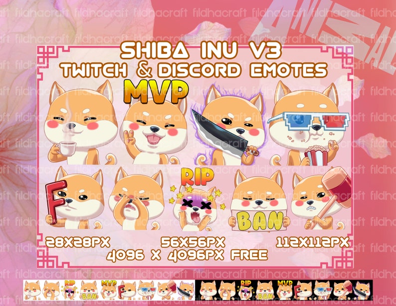 Cute Shiba Inu V3 Twitch Emotes Bundle, Shiba Inu Emotes Pack, Shiba ...