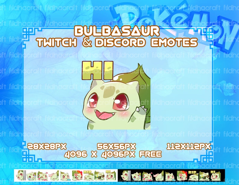 Bulbasaur Twitch Emotes Bundle, Bulbasaur Emotes Pack, Bulbasaur ...