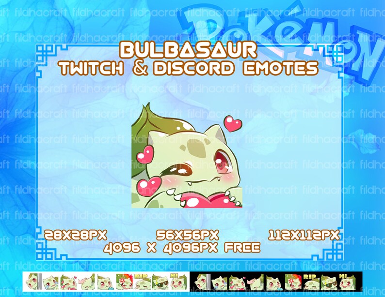 Bulbasaur Twitch Emotes Bundle, Bulbasaur Emotes Pack, Bulbasaur ...