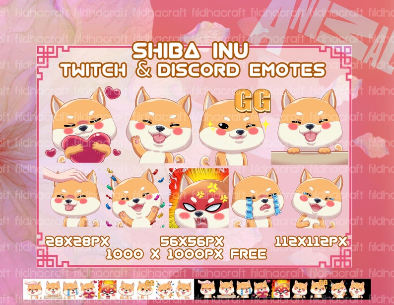 Cute Shiba Inu Twitch 27 Emotes Bundle, Shiba Inu Emotes Pack, Shiba ...