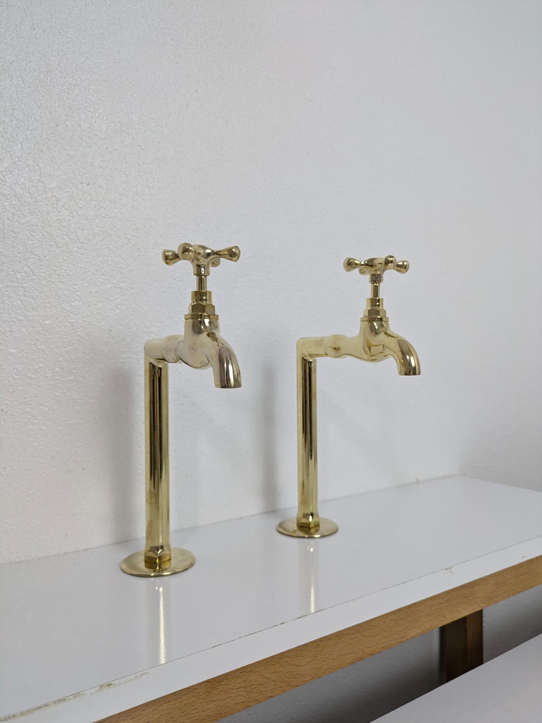 Unlacquered Brass Pillar Taps, Brass Taps With Upstands, French Brass ...