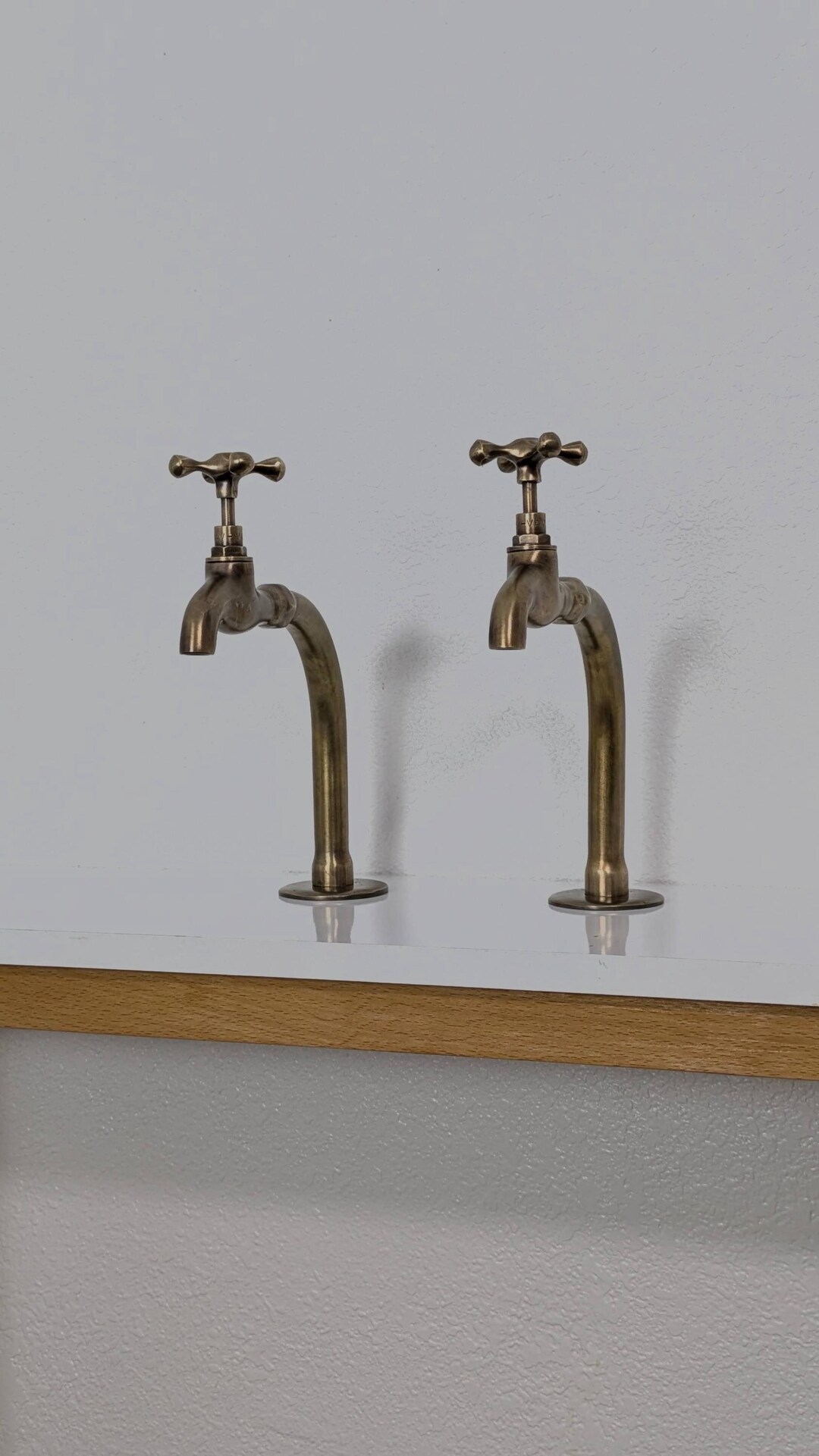 Brushed Brass Pillar Taps – Solid Brass Faucet Set - Etsy