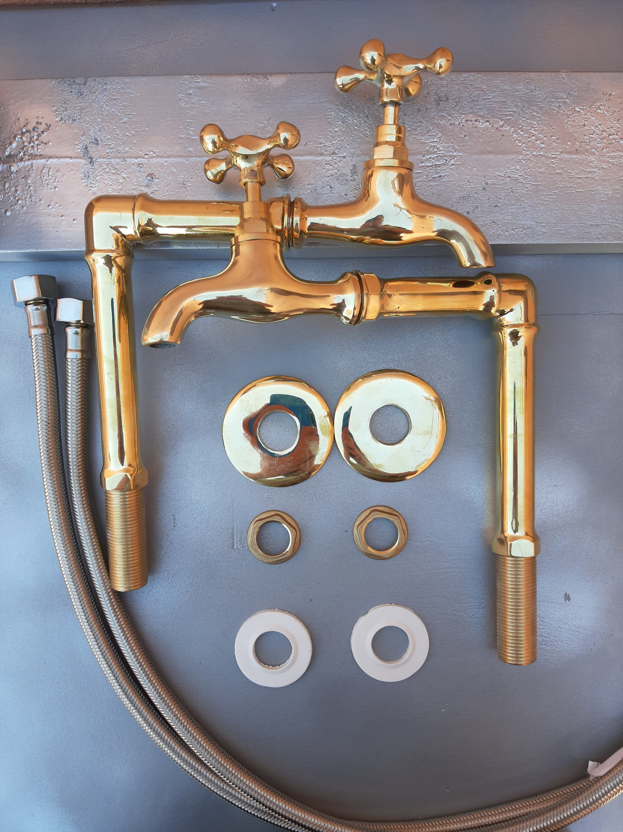 Unlacquered Brass Kitchen Butler Sink Taps, Kitchen, Bathroom Faucets ...