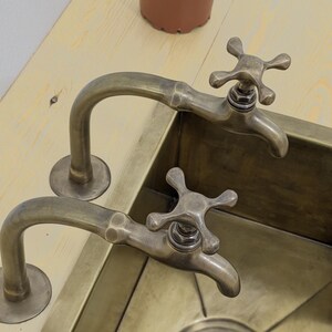 Brushed Brass Pillar Taps – Solid Brass Faucet Set - Etsy