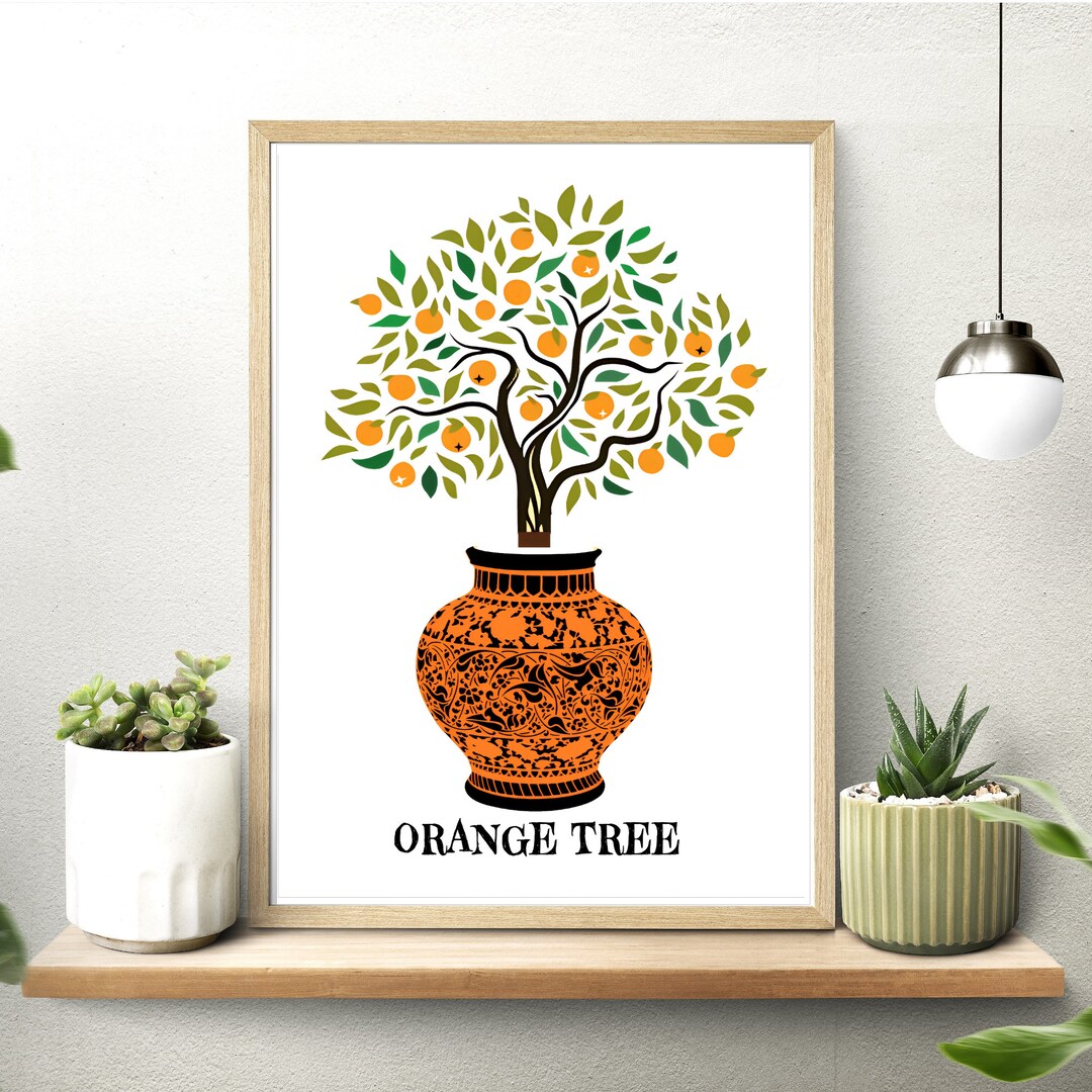 Orange Tree Print, Kitchen Print Dining Room Wall Decor Kitchen Decor ...