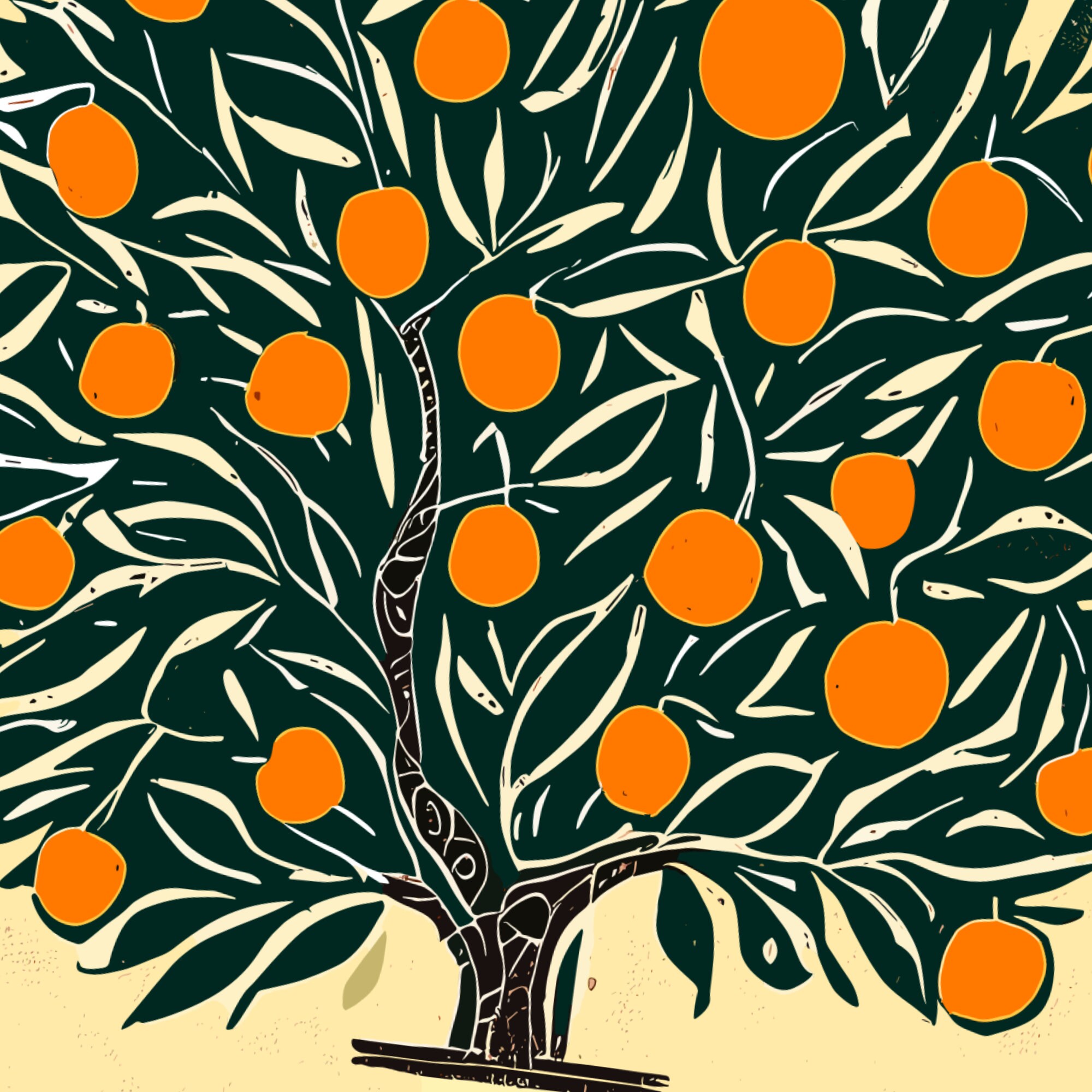Unique Kitchen Wall Art Décor: Orange Tree Print Add a Pop of - Etsy