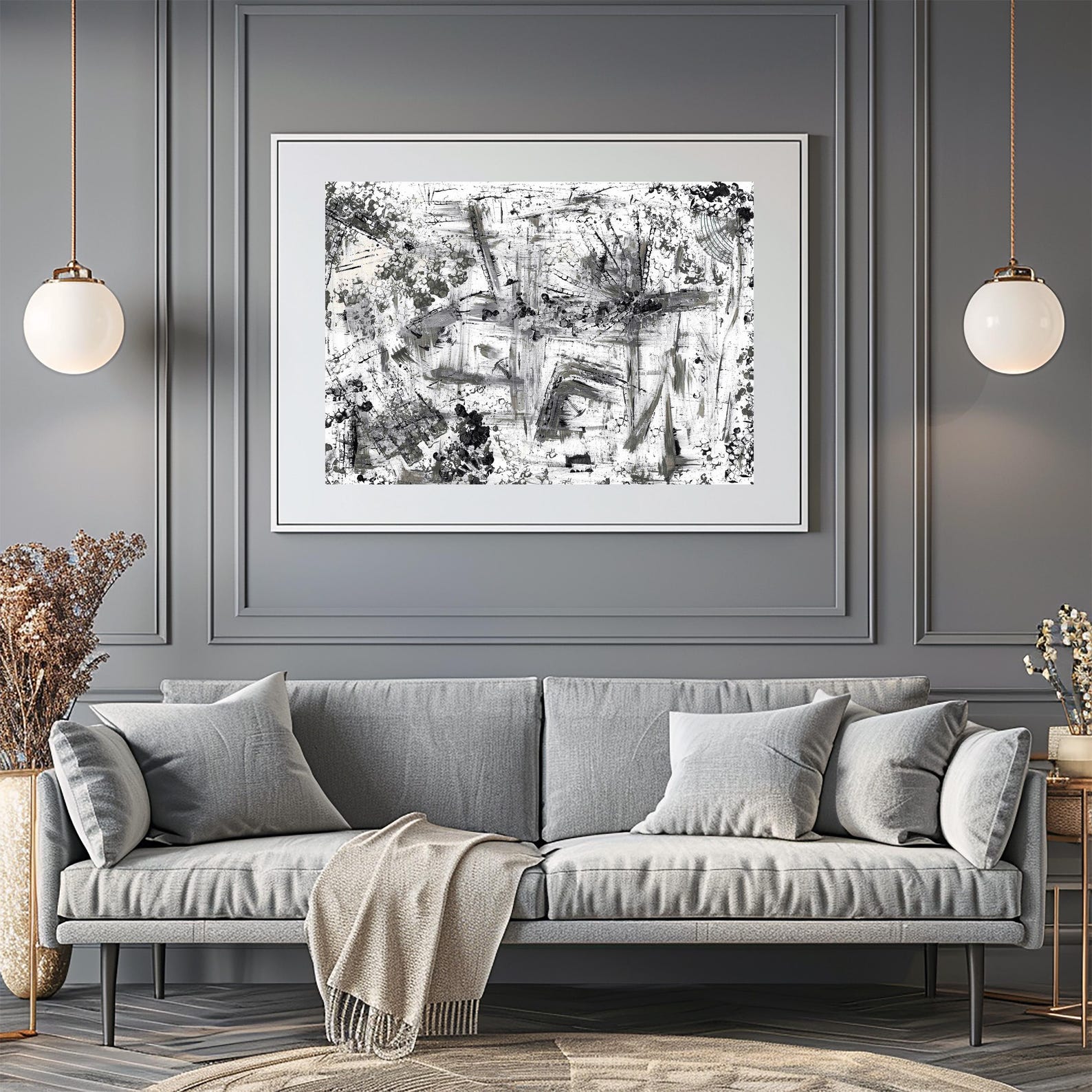 Visual Clutter, Abstract Art Black and White, Dynamic Chaotic ...