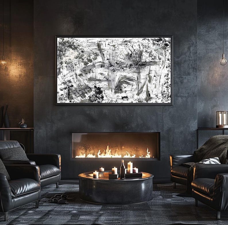 Visual Clutter, Abstract Art Black and White, Dynamic Chaotic ...