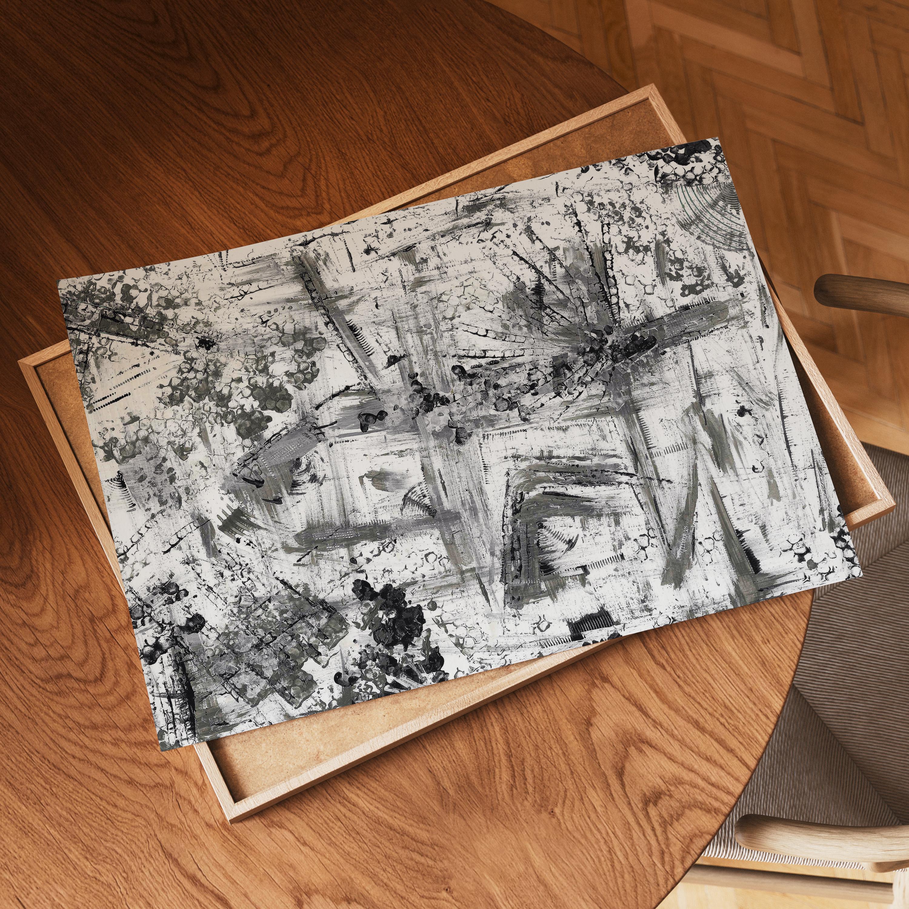 Visual Clutter, Abstract Art Black and White, Dynamic Chaotic ...