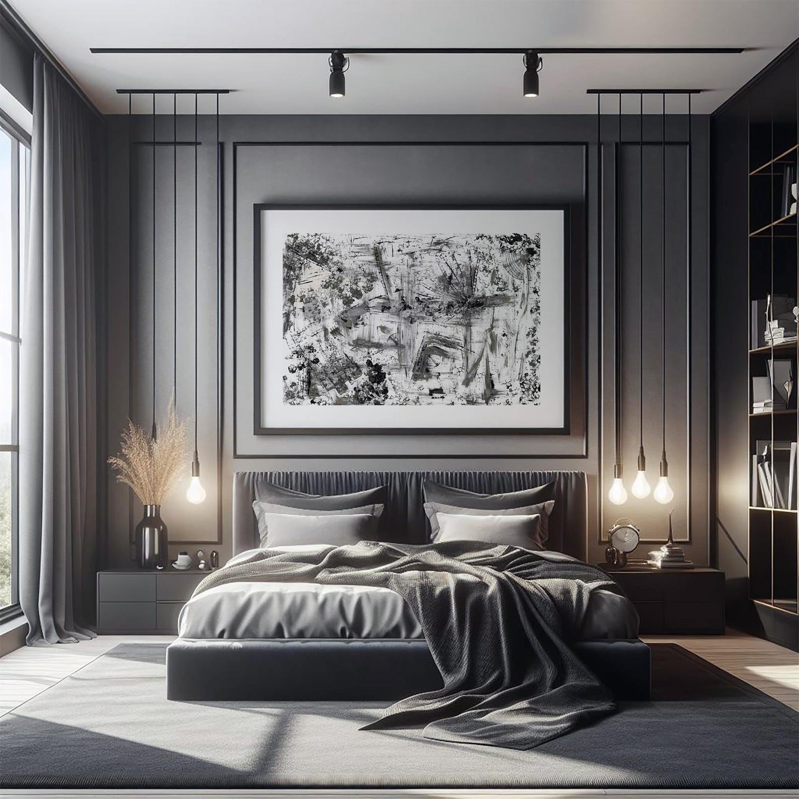 Visual Clutter, Abstract Art Black and White, Dynamic Chaotic ...