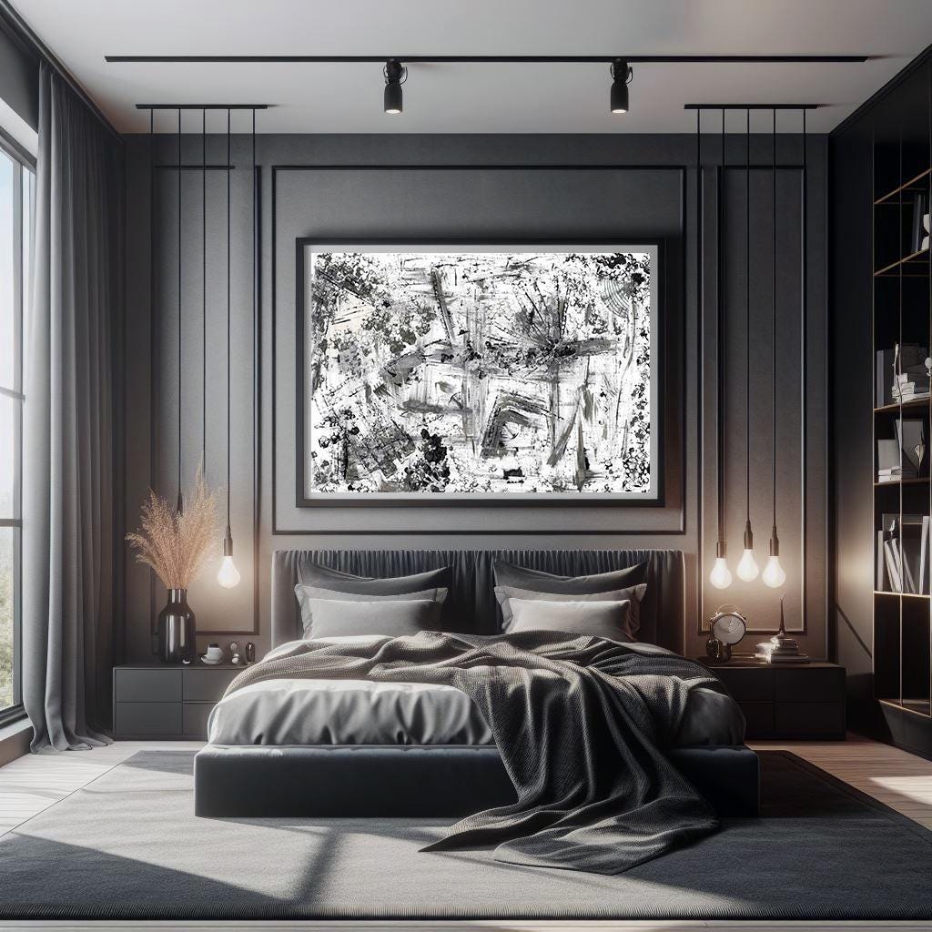 Visual Clutter, Abstract Art Black and White, Dynamic Chaotic ...