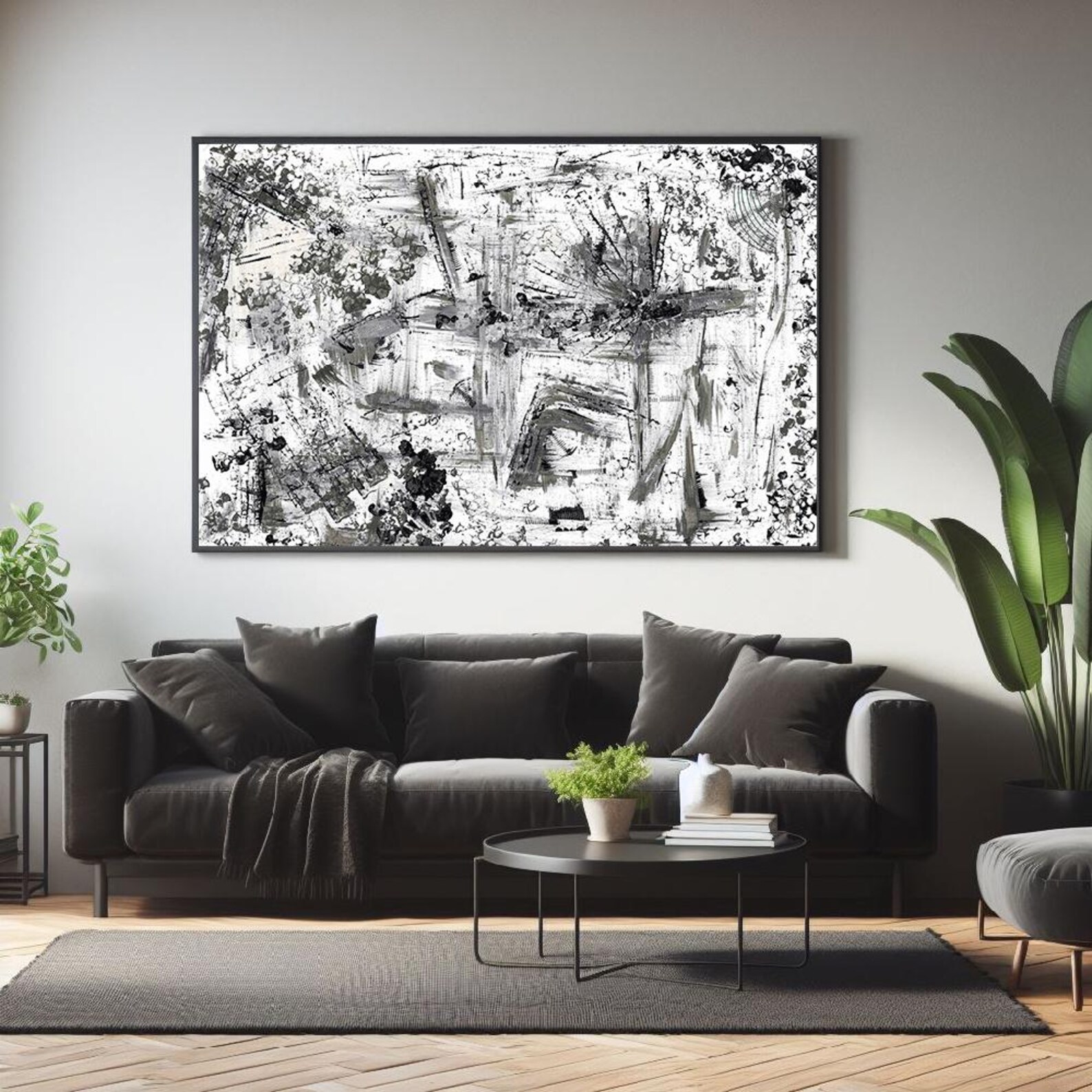Visual Clutter, Abstract Art Black and White, Dynamic Chaotic ...