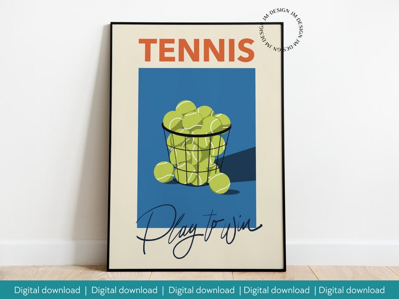 Tennis Poster, Printable Tennis Poster, Kids Tennis Poster, Boys Tennis ...