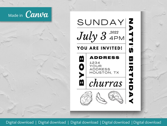 Digital Birthday Invitation Canva Template Birthday - Etsy