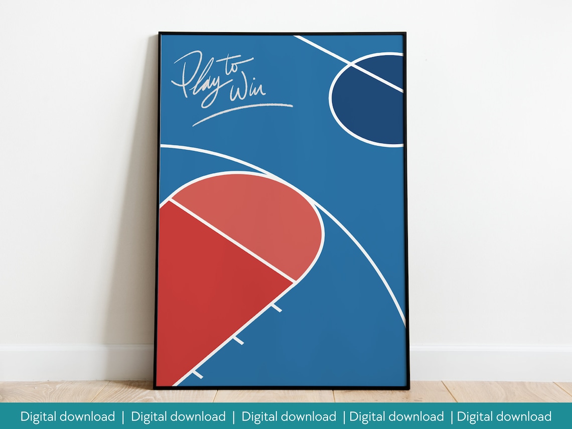 Basketball Poster, Digital Download Print, Printable Art, Minimalist ...
