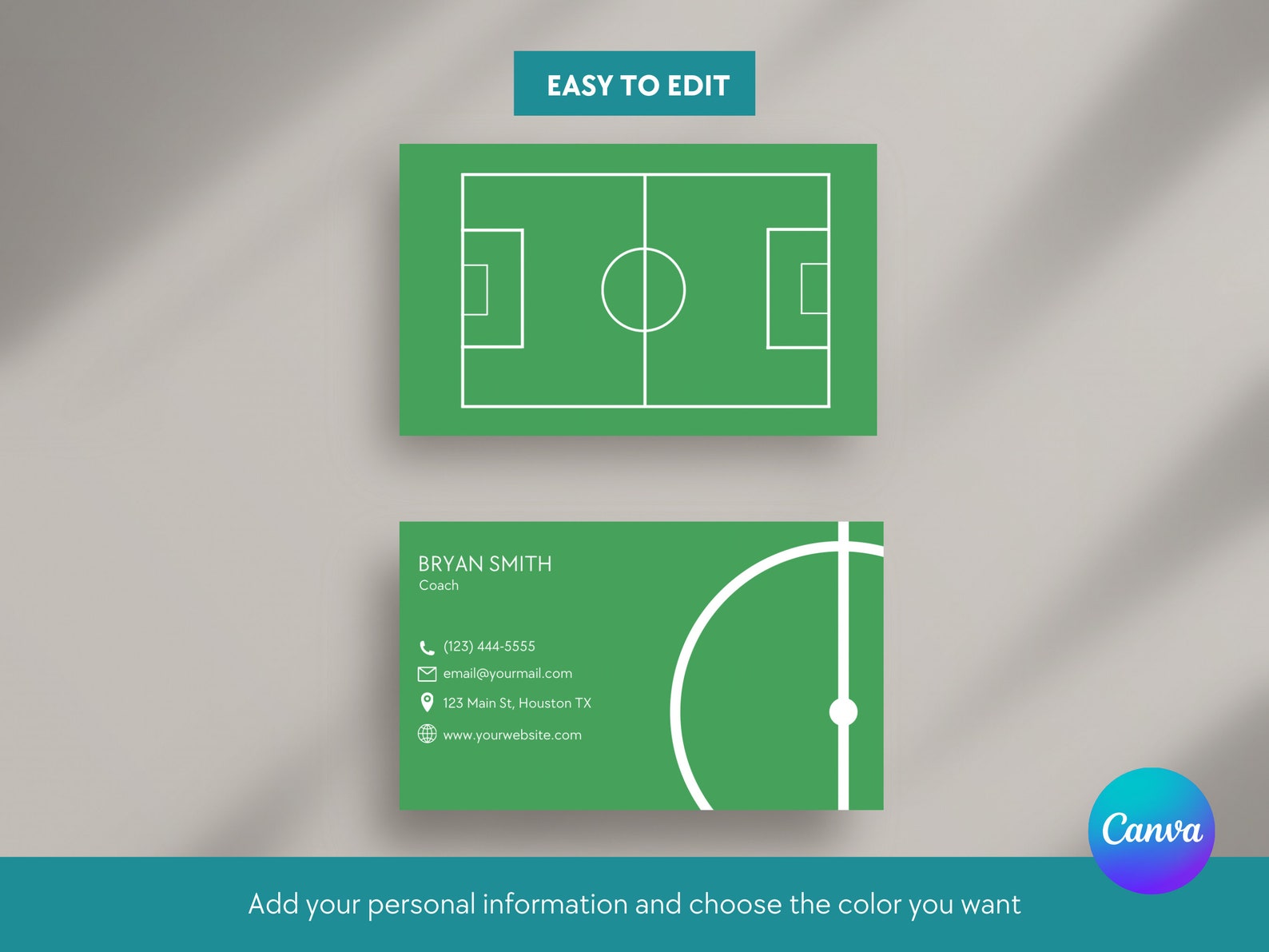 Soccer Coach Business Card, Canva Template, Coach Business Card ...