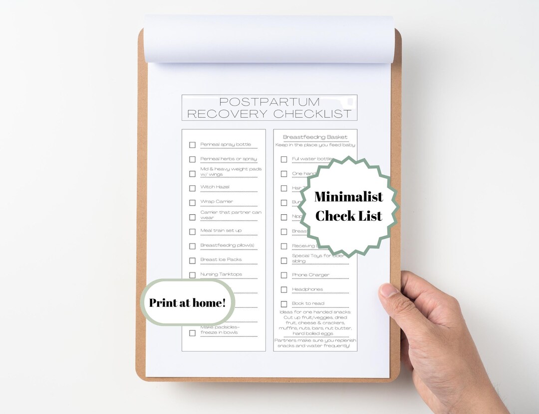 Minimalist Postpartum Recovery Check List | Fourth Trimester | New Born ...