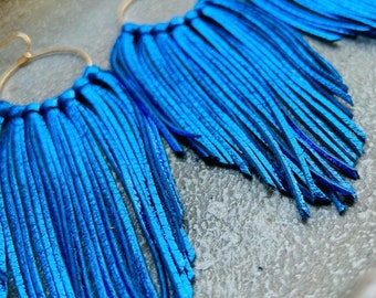 Royal Blue Hoop Earrings - Etsy