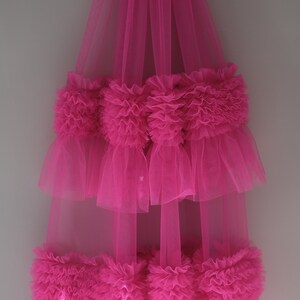 Magenta Wedding Veil With Ruffles Pink Ruffle Veil - Etsy