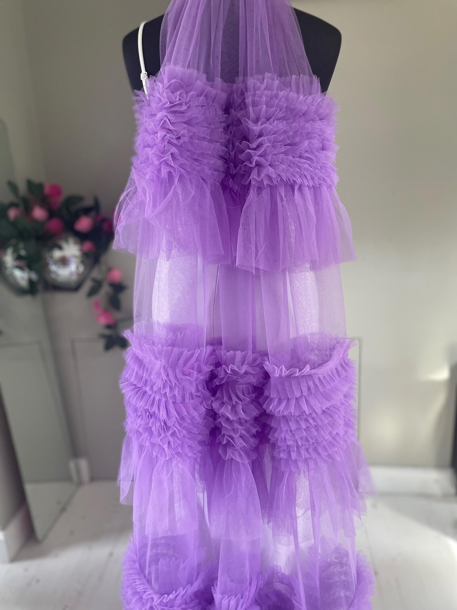 Pastel Violet Wedding Veil With Ruffles Purple Ruffle Veil for Vegas ...