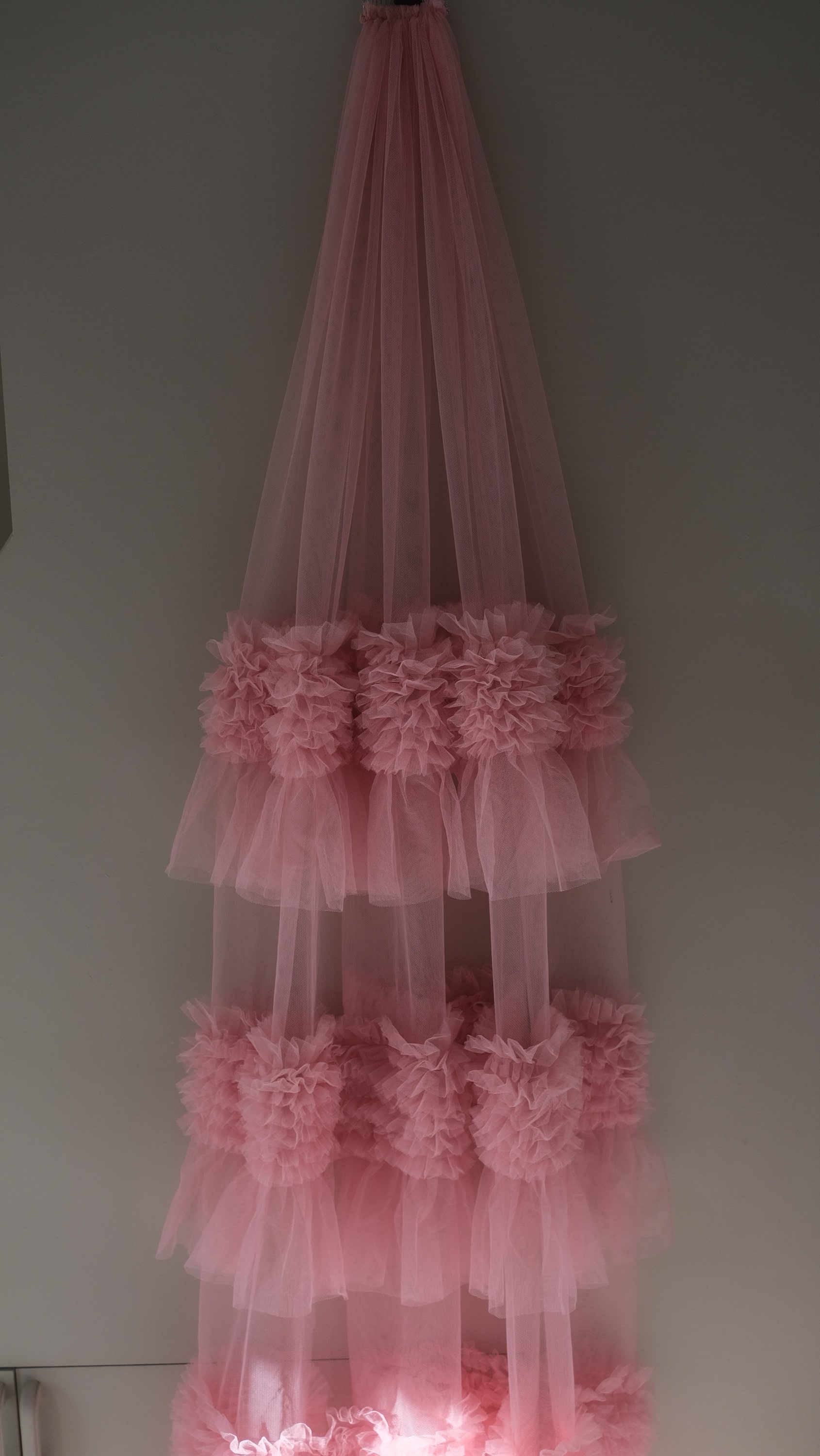 Pastel Dusty Pink Wedding Veil With Ruffles Pink Ruffle Veil - Etsy